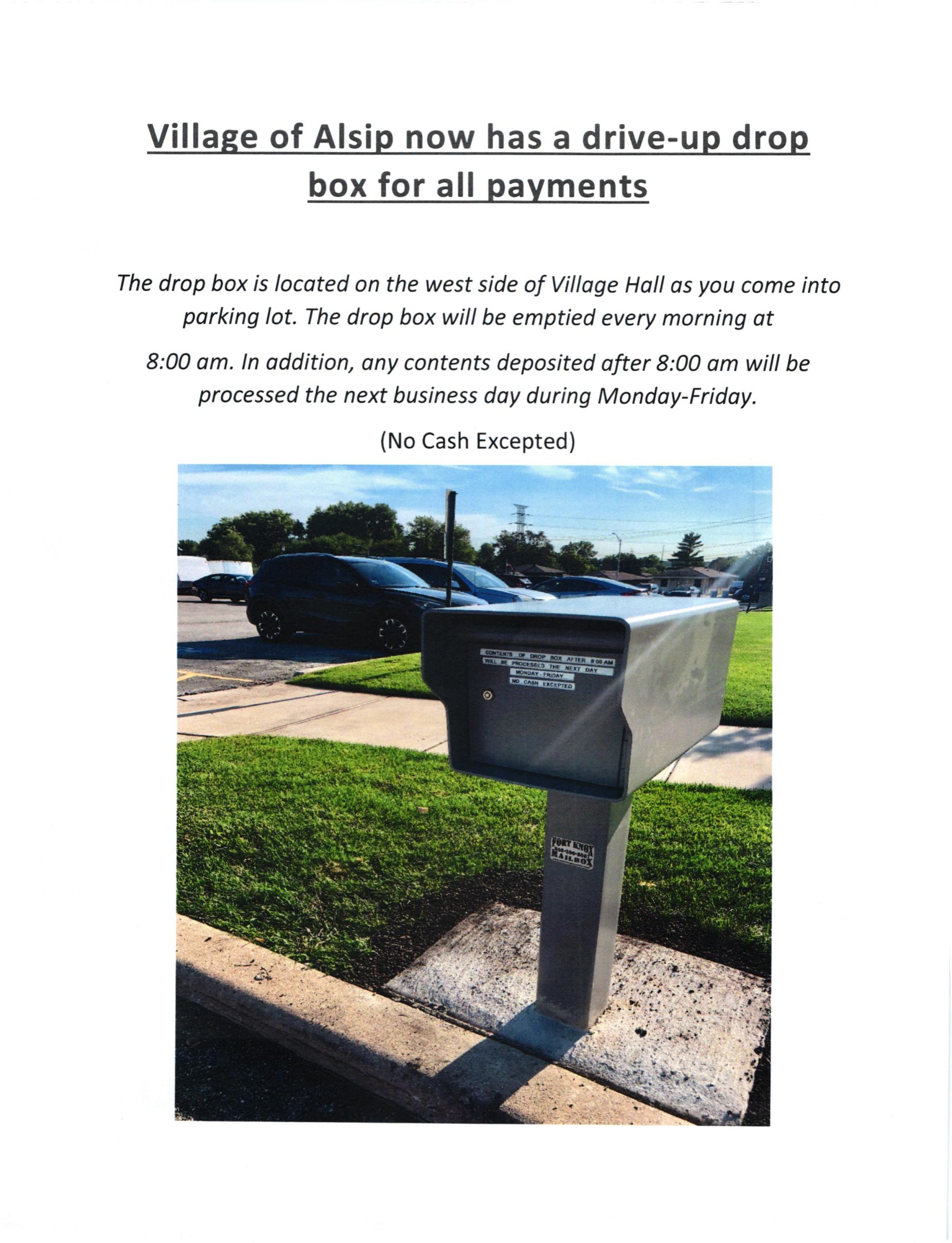 New Village Drive-Up Dropbox for your Convenience – Village Of Alsip